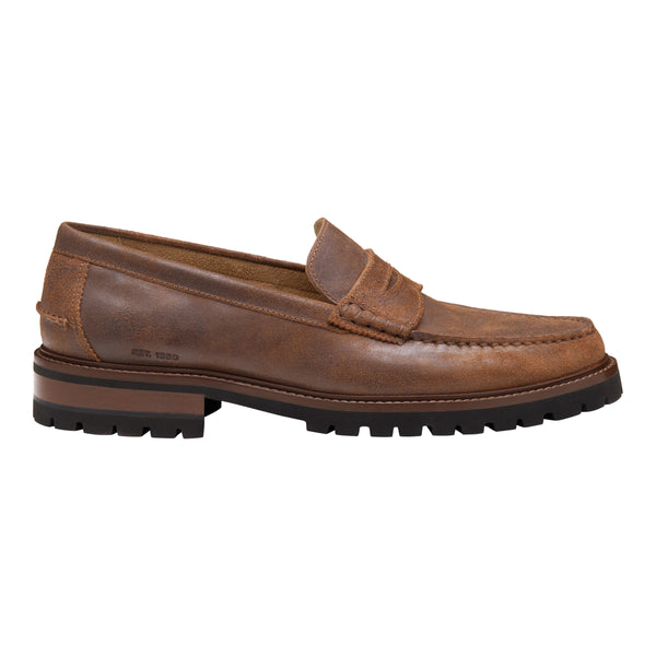 Collier Penny Loafer With Lug Sole In Brown Bomber Leather | Rainwater's
