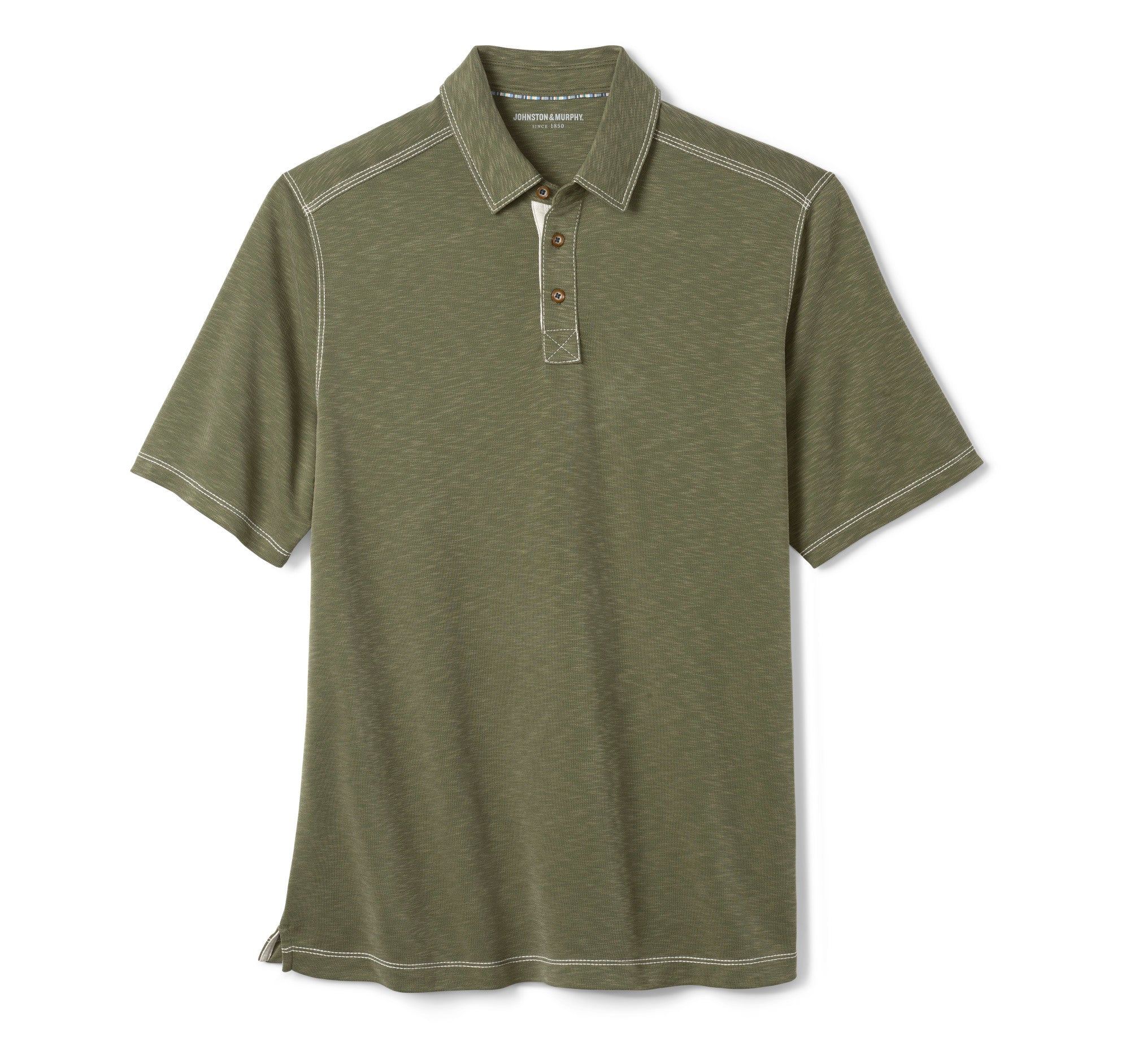 Vintage Slub Polo Shirt in Olive | Rainwater's