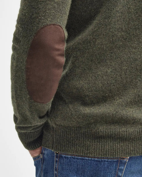 Barbour Essential Elbow Patch Jumper in Seaweed | Rainwater's