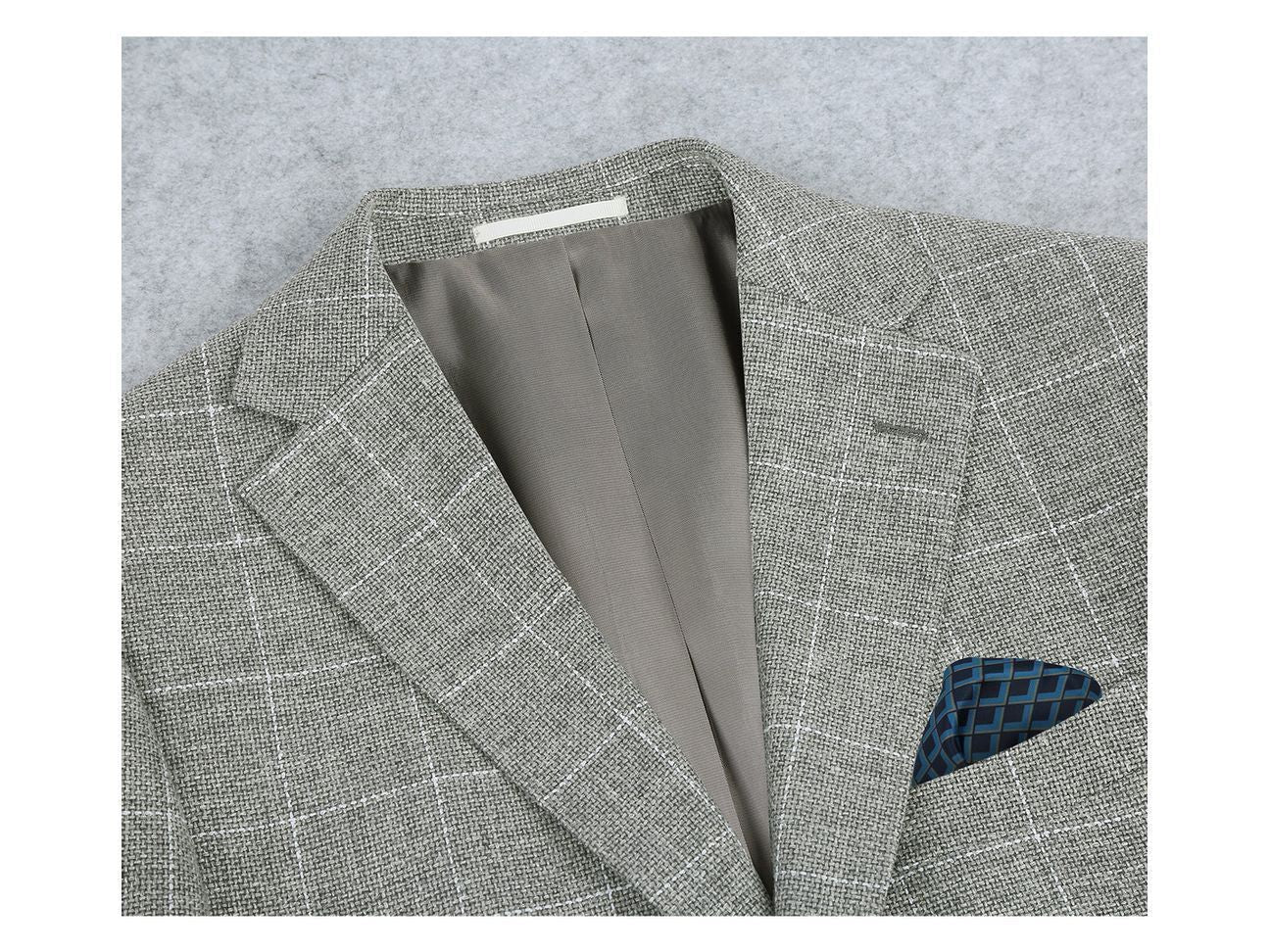 Rainwater's Light Grey Window-Pane Cotton & Linen Blend Slim Fit Sport ...