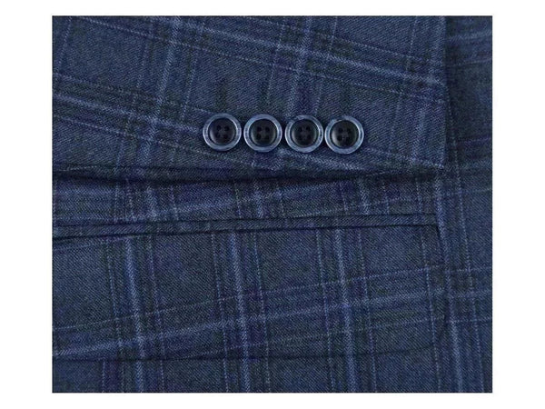 Rainwater's Deep Blue Plaid Classic Fit Super 140's Wool Sport Coat ...
