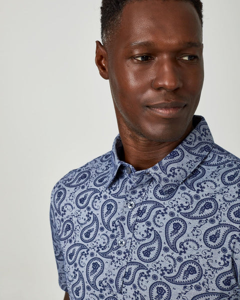 7 Diamonds Palmer Pima Polo In Steel Blue | Rainwater's